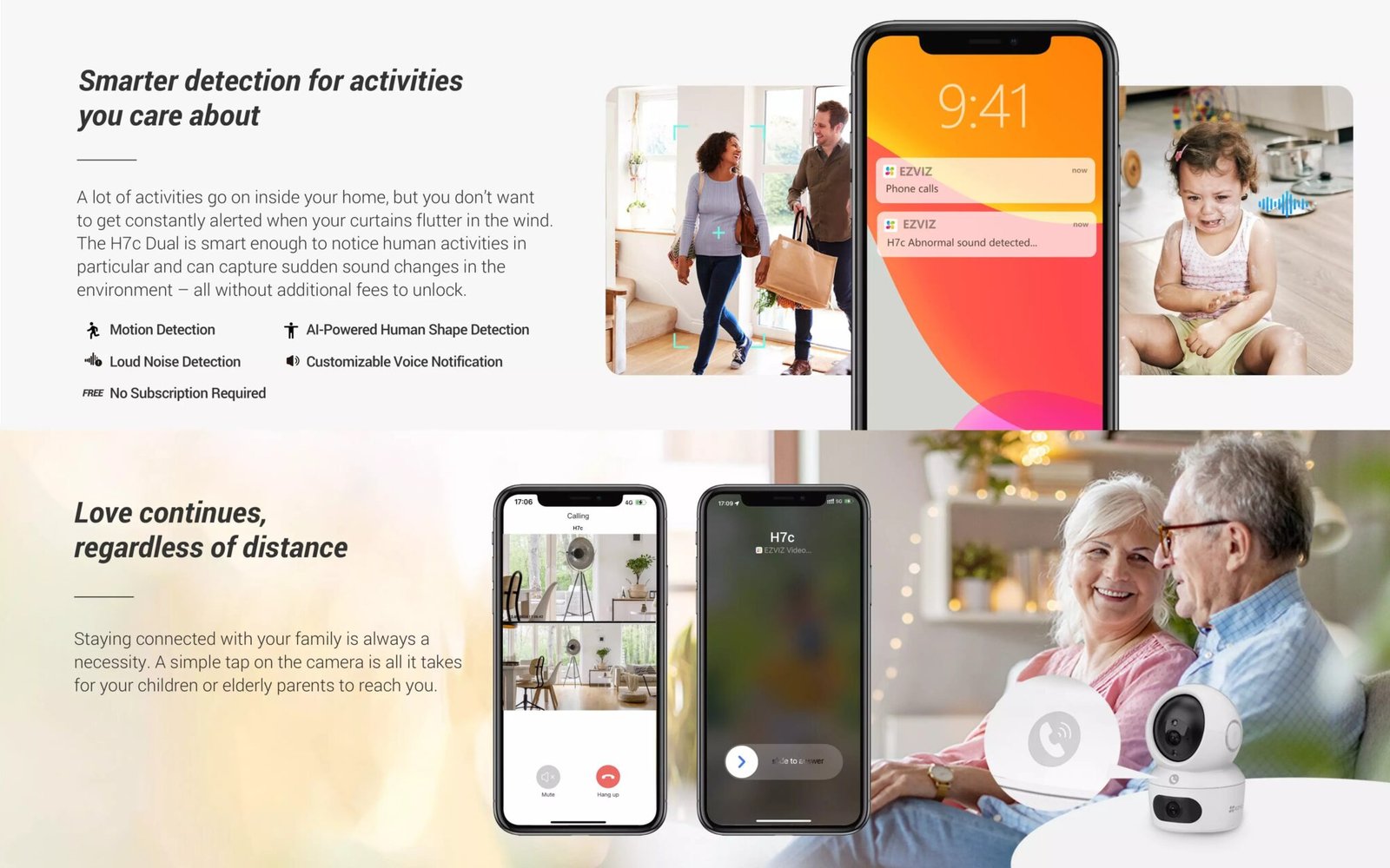 Ezviz H7C Dual-Lens 2K 4mpPan Tilt Wi-Fi Two Way Audio Colorvu Camera ...