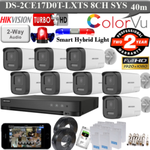 Hikvision 2mp Siren Two-Way Audio Smart Dual-Light 8 Camera 40m Kit 1TB ...