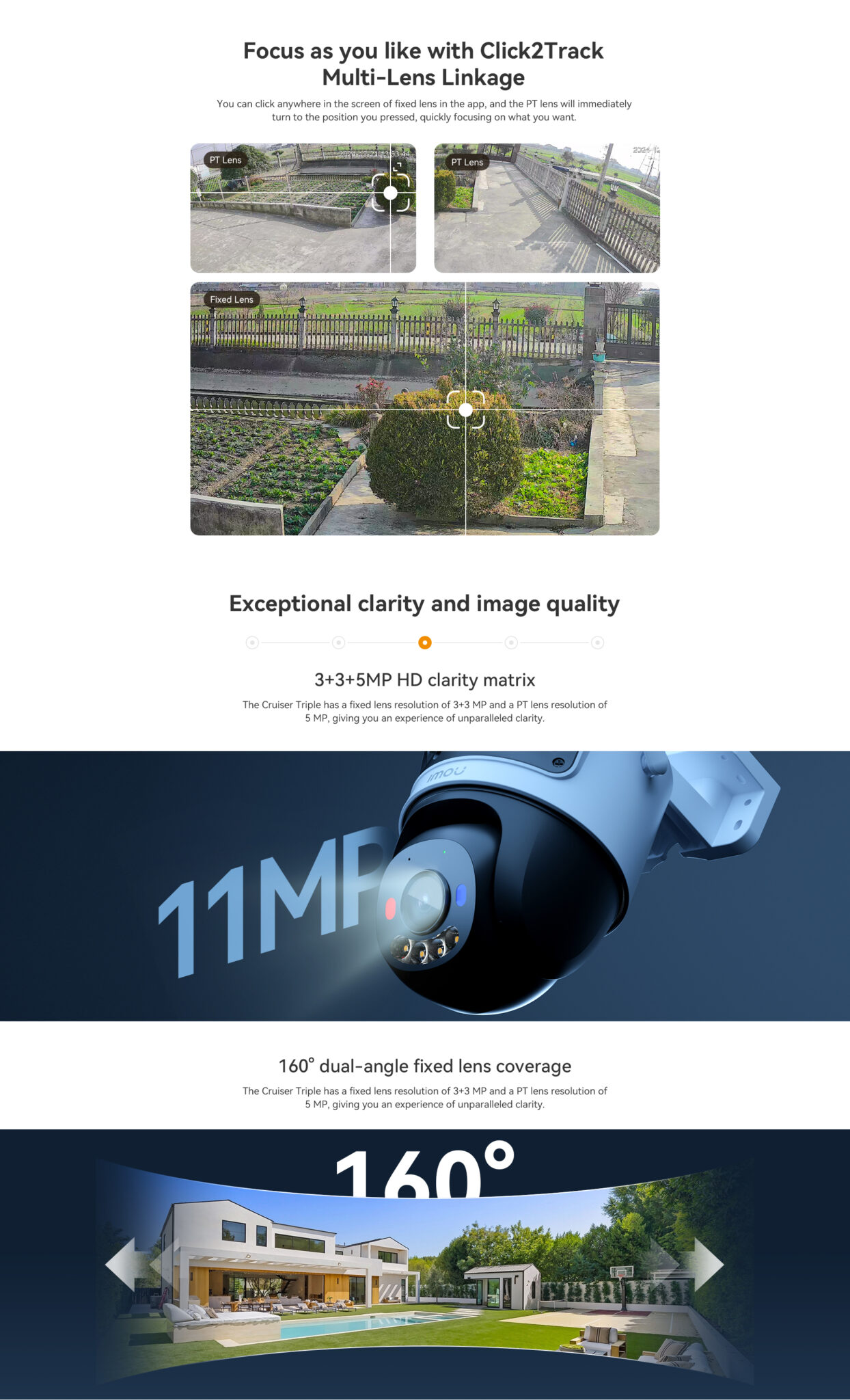 IMOU Cruiser Triple-Lens 11MP Smart Security Camera Full-Color Night ...